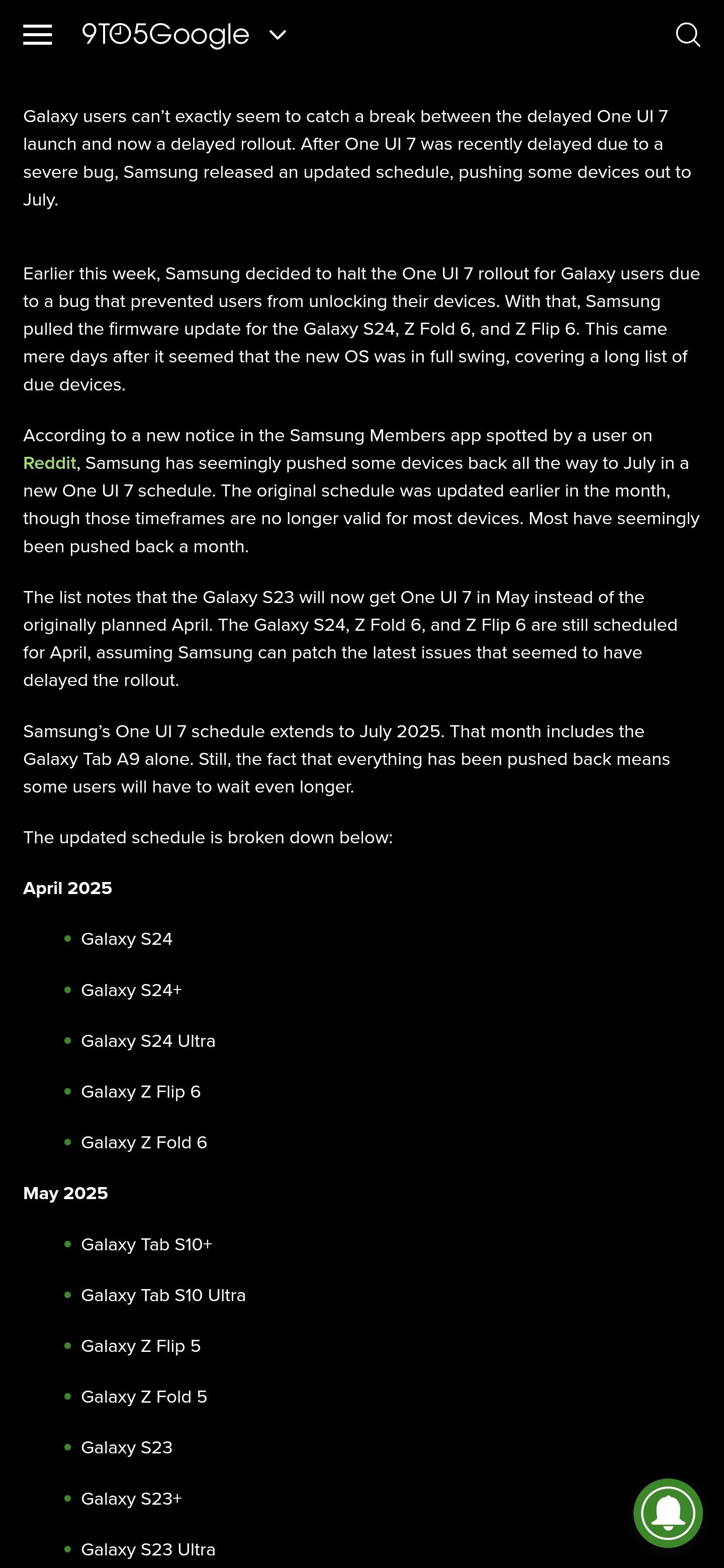 Update roll-out schedule for One UI 7 - Samsung Members